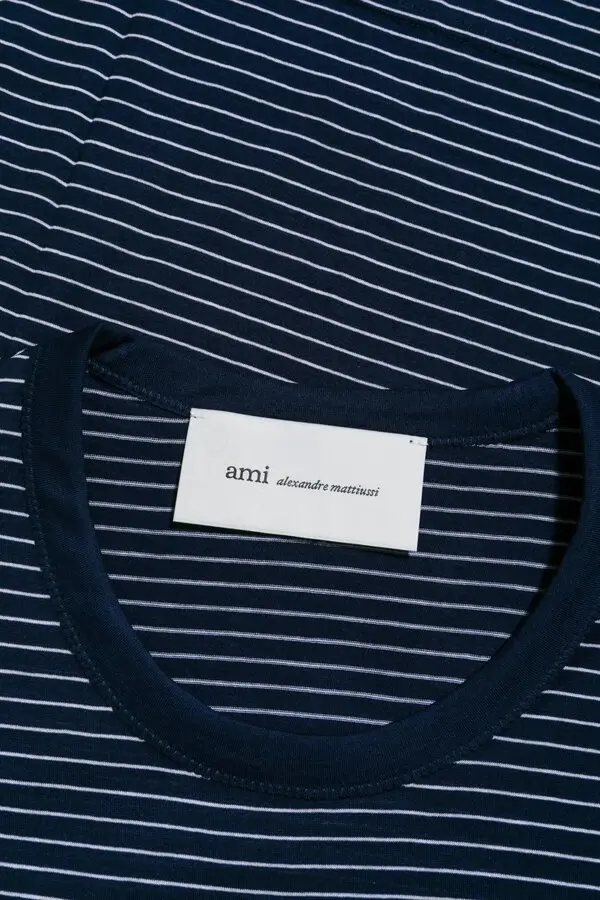 AMI Paris Striped Sleeveless Round Neck Top - Black