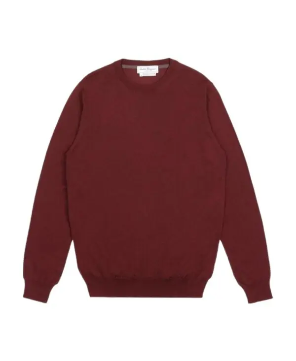 FERRAGAMO Burgundy Round Neck Sweater - Red
