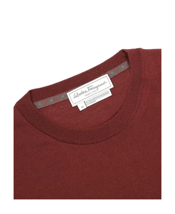 FERRAGAMO Burgundy Round Neck Sweater - Red