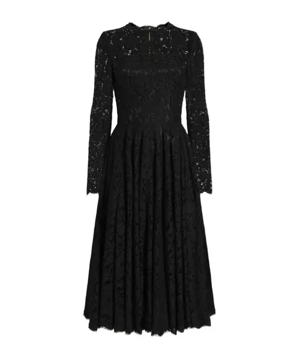 Dolce & Gabbana Lace Long-sleeve Midi Dress