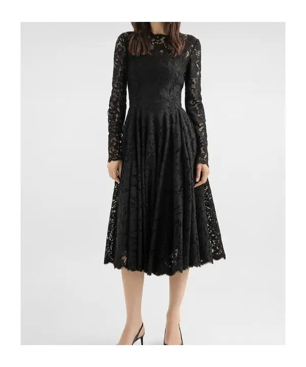 Dolce & Gabbana Lace Long-sleeve Midi Dress