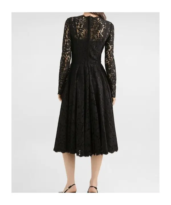 Dolce & Gabbana Lace Long-sleeve Midi Dress