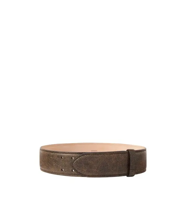 Khaite Theo Textured-leather Belt - Brown