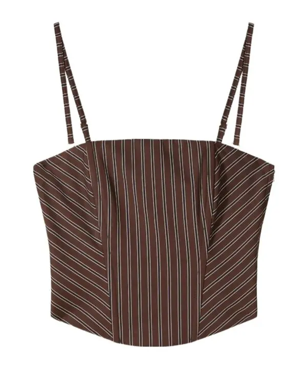 Patrizia Pepe Shirred Pinstripe Bustier Top