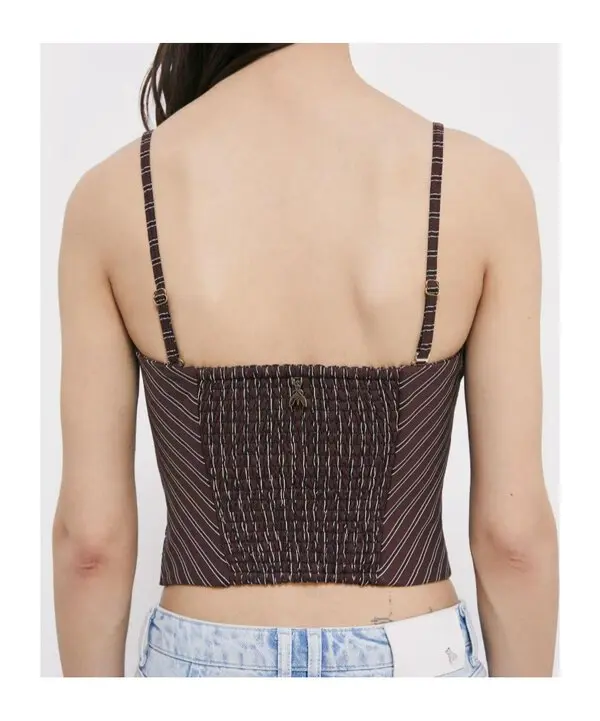Patrizia Pepe Shirred Pinstripe Bustier Top