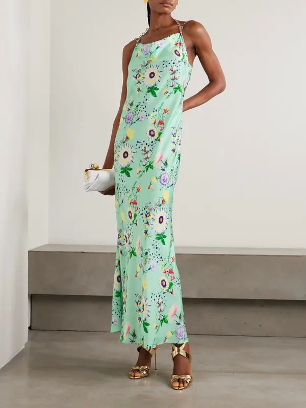 Rabanne Floral Chain Midi Dress