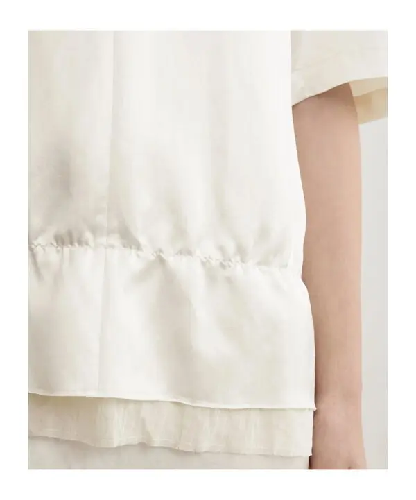 TOTEME V-neck Boxy T-shirt With Tulle Trim - White