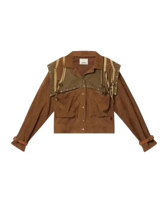 Isabel Marant Étoile Kayae Perforated Suede Embellished Jacket
