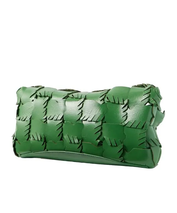 Staud Leaf Woven Leather Clutch Bag