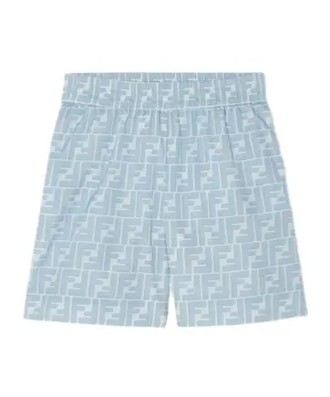 Fendi Monogrammed Logo Embroidered Swim Shorts - Light Blue