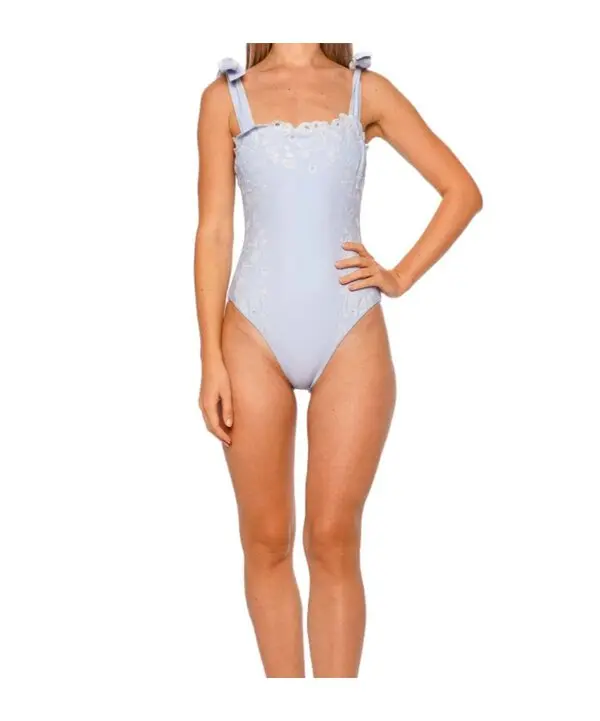 Simkhai Embroidered Off-shoulder One-piece Swimsuit - Pink