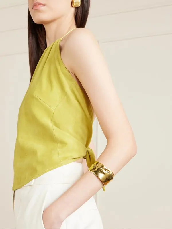 Stouls Suede Halterneck Top - Yellow