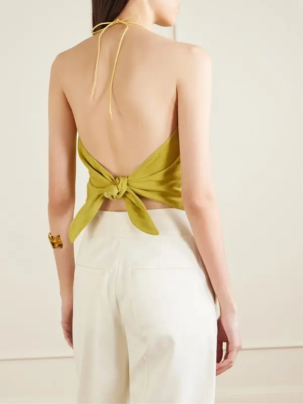 Stouls Suede Halterneck Top - Yellow