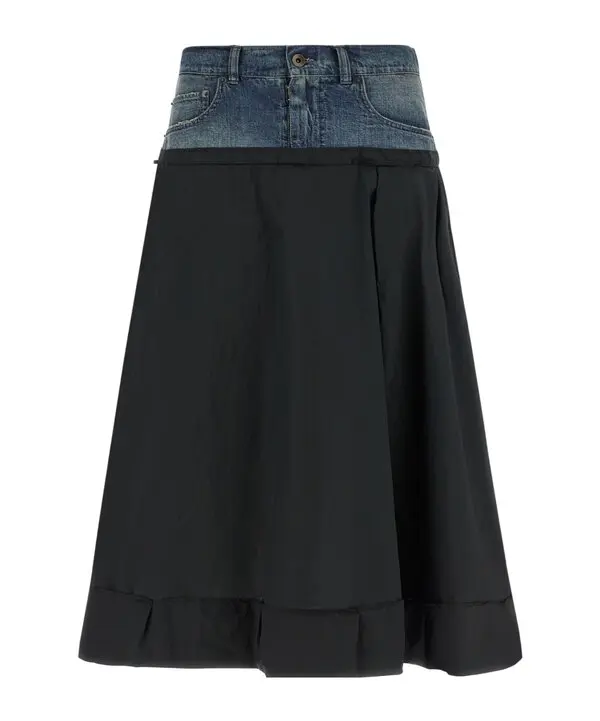 MAISON MARGIELA Denim Insert Midi Skirt - Black