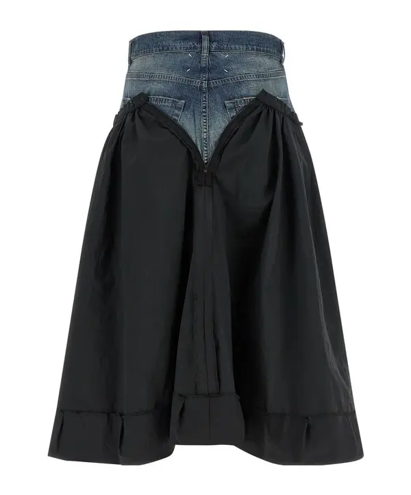 MAISON MARGIELA Denim Insert Midi Skirt - Black