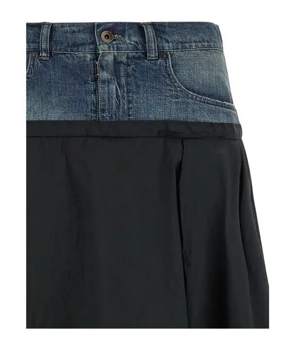 MAISON MARGIELA Denim Insert Midi Skirt - Black