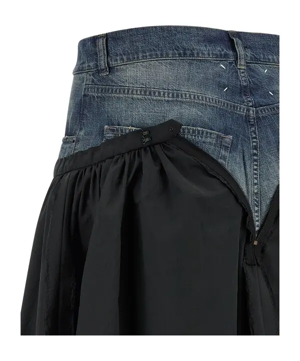 MAISON MARGIELA Denim Insert Midi Skirt - Black