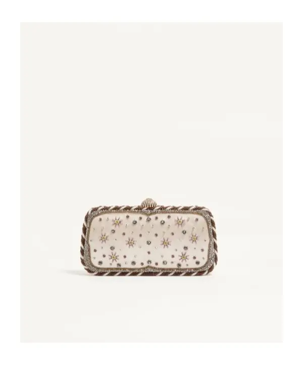 Valentino Garavani Embroidered Minaudiere With Beaded Details And Chain Strap