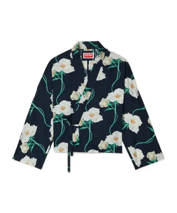Kenzo Floral Print Kimono Wrap Jacket
