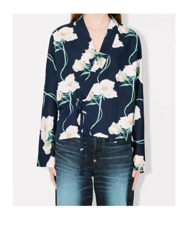Kenzo Floral Print Kimono Wrap Jacket