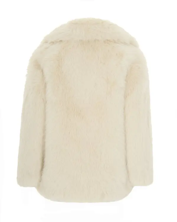 Liu Jo Faux Fur Coat With Wide Collar - Nude