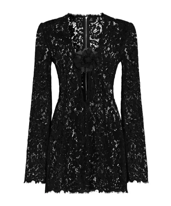 Dolce & Gabbana Lace Floral Detail Mini Dress