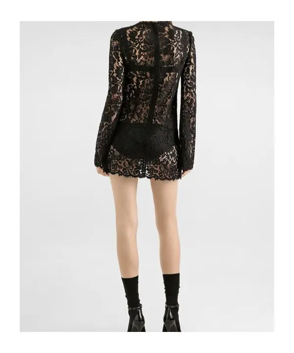 Dolce & Gabbana Lace Floral Detail Mini Dress