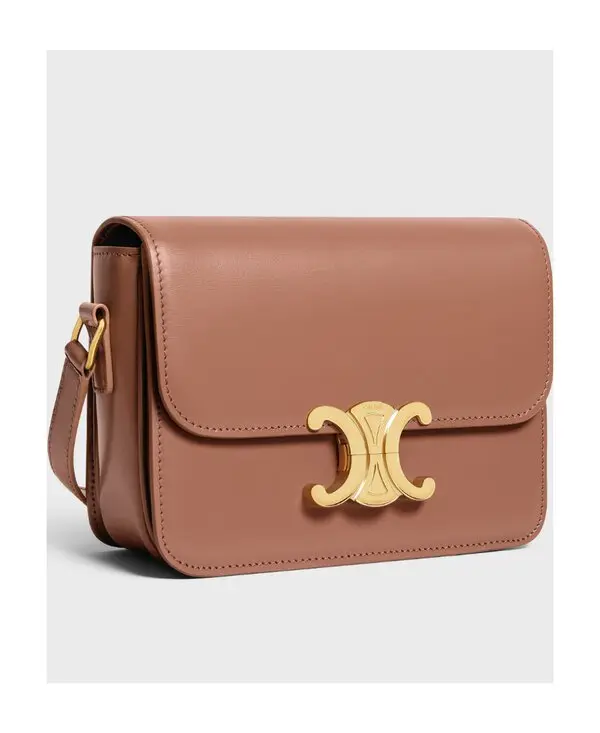 Celine Teen Triomphe Bag In Shiny Calfskin - Brown