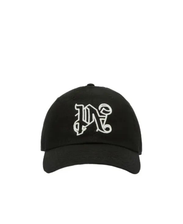 Palm Angels Monogram Embroidered Baseball Cap - Black