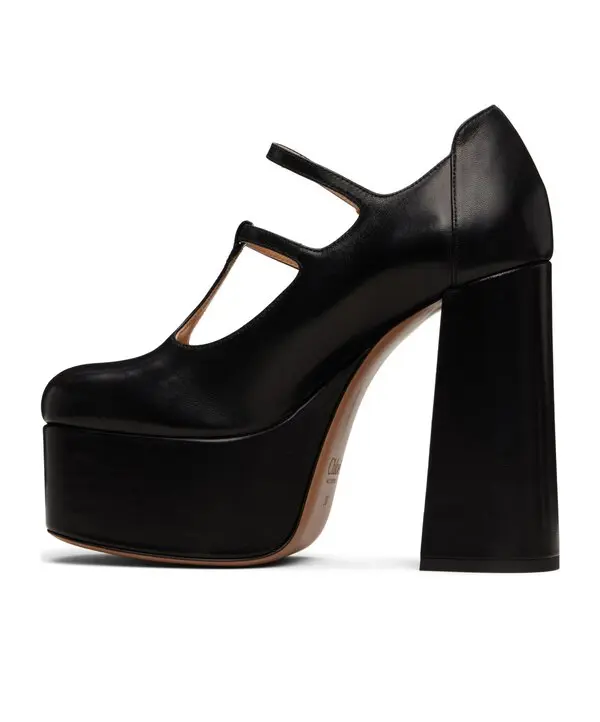 Chloé Leather Platform Mary Jane Pumps With Buckle Detail