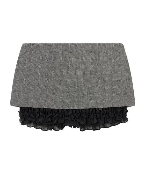 Magda Butrym Herringbone Wool-blend Shorts With Lace Trim