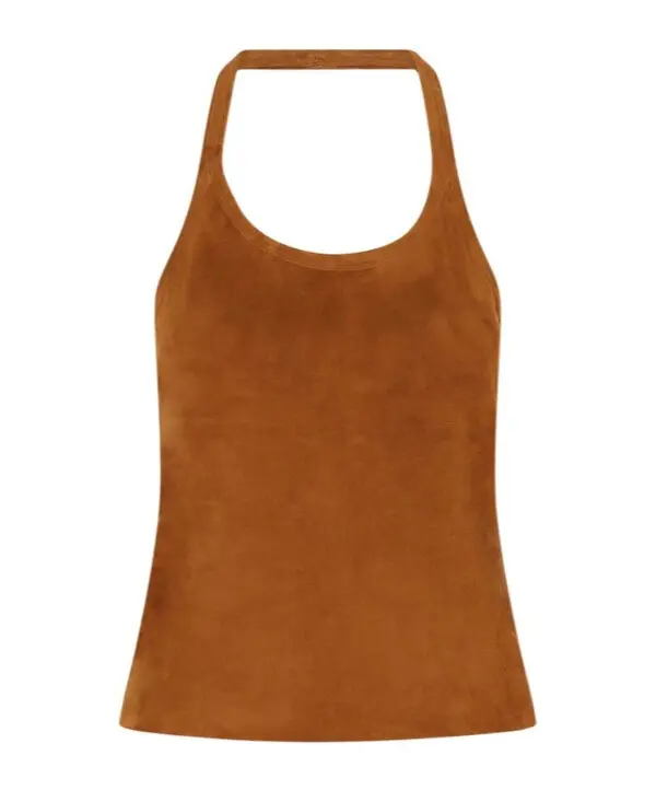 Stouls Open-back Suede Halterneck Tank - Brown