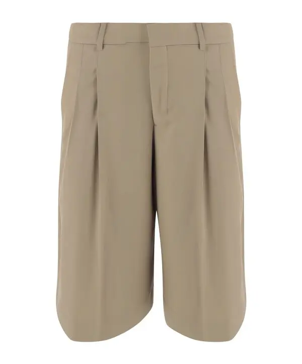 AMI Paris Belt-loop Pleated Shorts - Beige