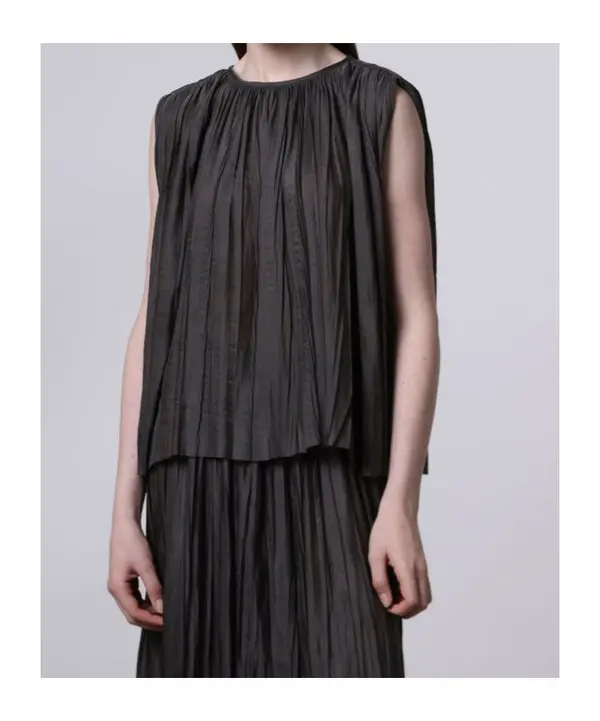 ROBERTO COLLINA Pleated High Neck Top