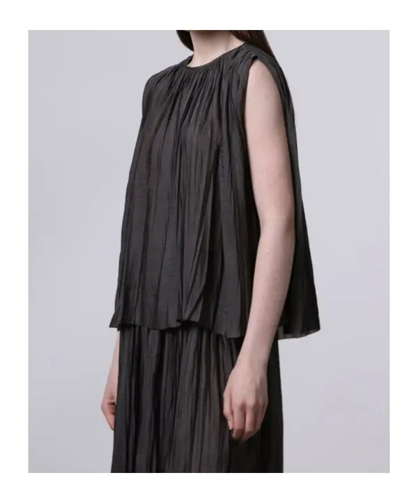 ROBERTO COLLINA Pleated High Neck Top