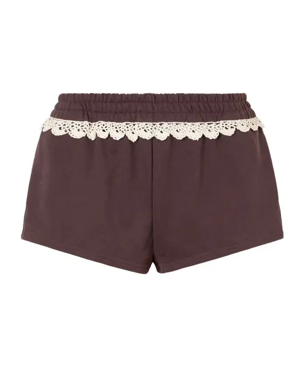 Magda Butrym Lace-trimmed Cotton-jersey Shorts