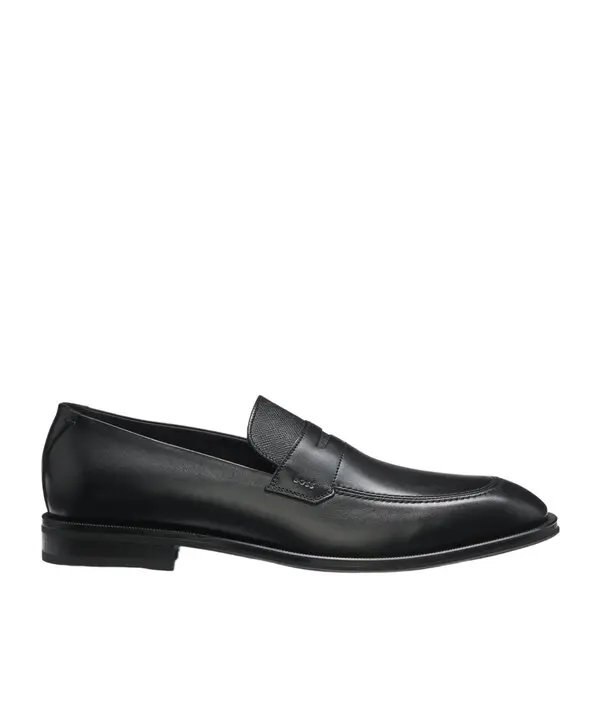 Hugo Boss Textured Tongue Leather Loafers