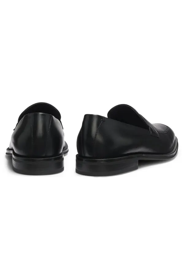 Hugo Boss Textured Tongue Leather Loafers