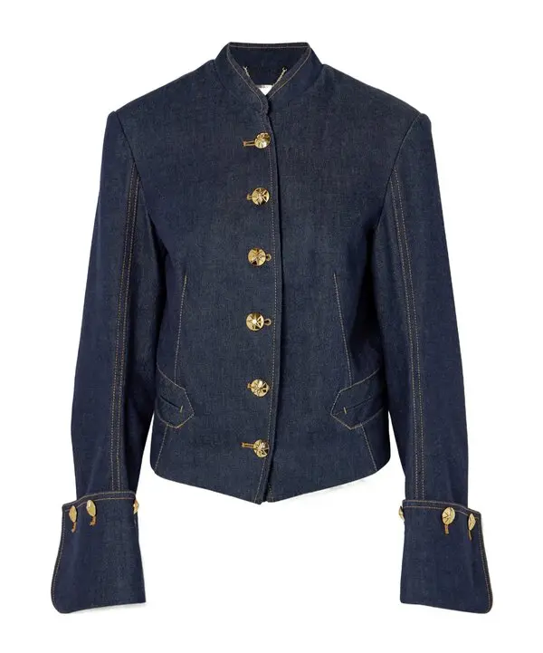 Zimmermann Button-decorated Denim Jacket - Dark Blue