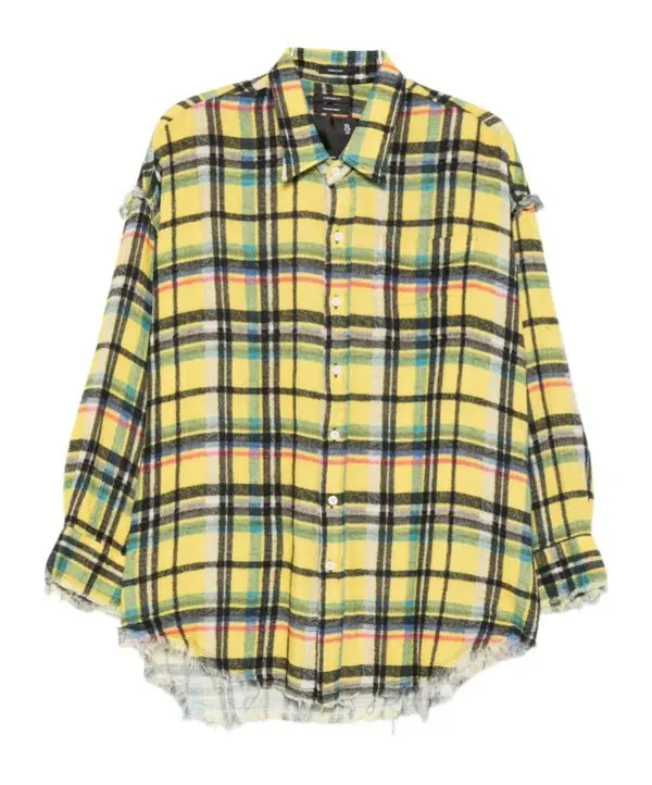 R13 Plaid Distressed Shirt - Yello