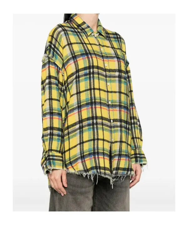 R13 Plaid Distressed Shirt - Yello