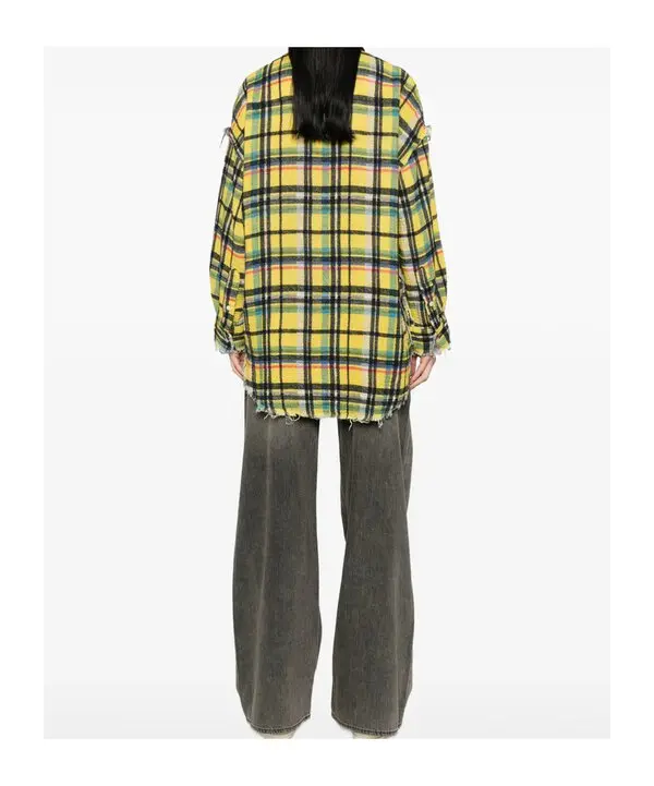 R13 Plaid Distressed Shirt - Yello