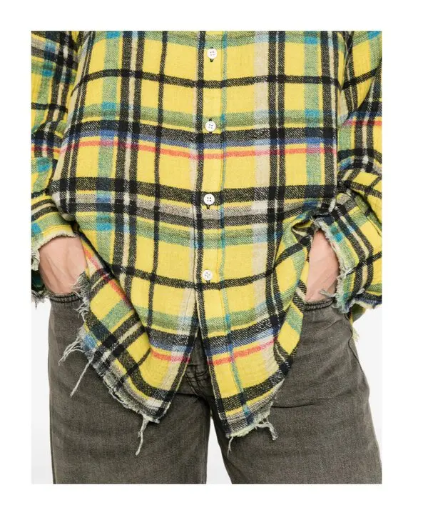 R13 Plaid Distressed Shirt - Yello