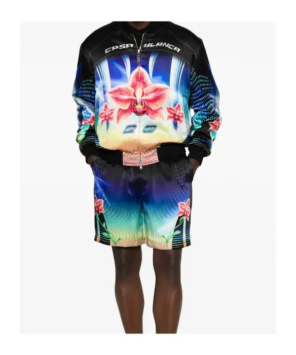 Casablanca Floral-printed Zip-up Bomber Jacket