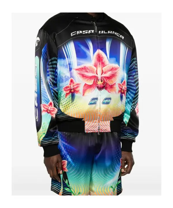 Casablanca Floral-printed Zip-up Bomber Jacket