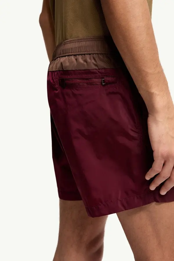 Moncler Contrast Swim Shorts - Wine Red