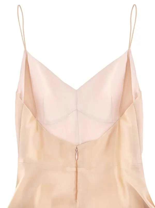 Alberta Ferretti A-line Midi Dress With V-neck And Thin Straps - Nude