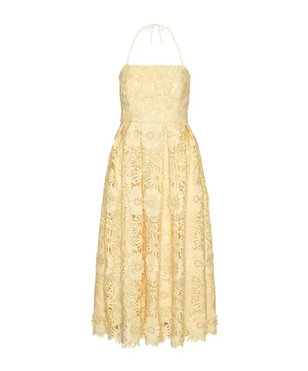 ROTATE BY BIRGER CHRISTENSEN 3d Lace Midi Dress - Yellow