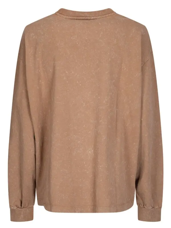 GANNI Long-sleeved Crewneck T-shirt - Brown