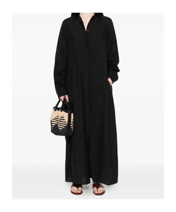 TOTEME Long-sleeved Maxi Dress With Slit Detail - Black
